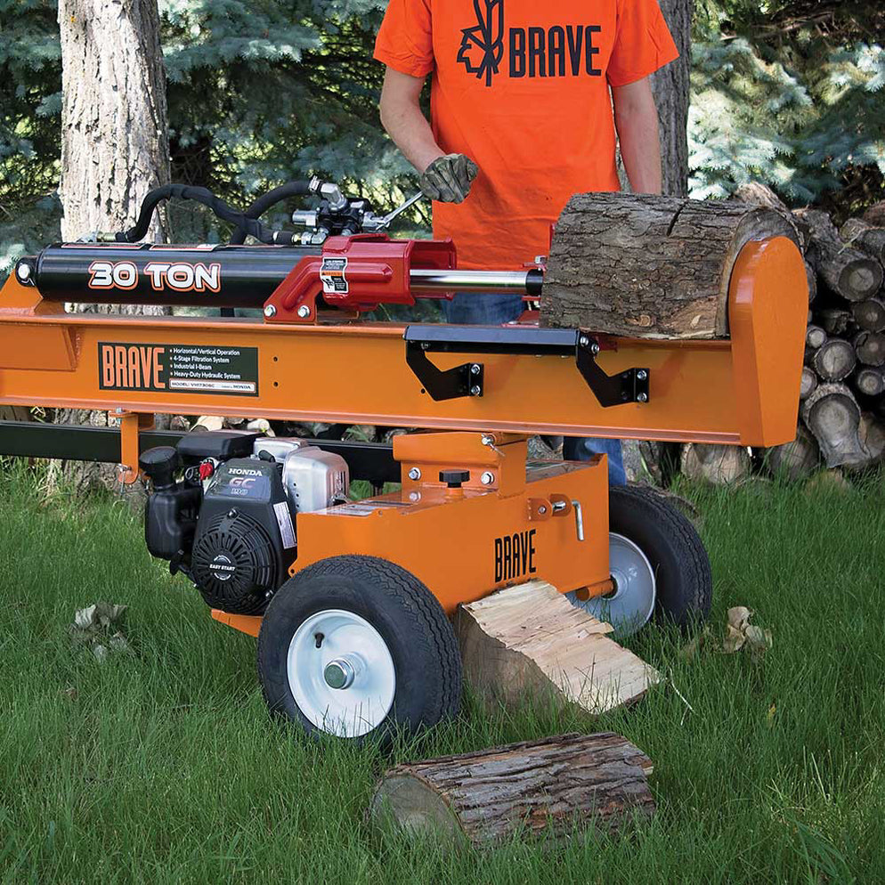 Brave Log Splitter 30-Ton Vertical/Horizontal Tow Behind with Honda GC ...